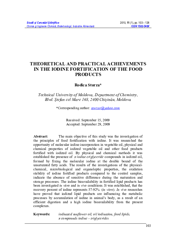 (PDF) Theoretical and Practical Achievements in the Iodine ...