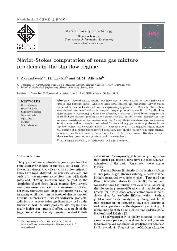 (PDF) Navier-Stokes Computation of Some Gas Mixture Problems in the Slip Flow Regime