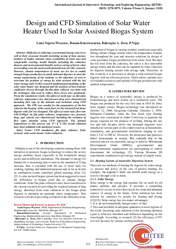 (PDF) Design and CFD Simulation of Solar Water Heater Used In Solar ...