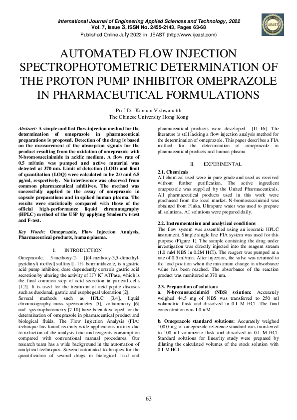Pdf Automated Flow Injection Spectrophotometric Determination Of The