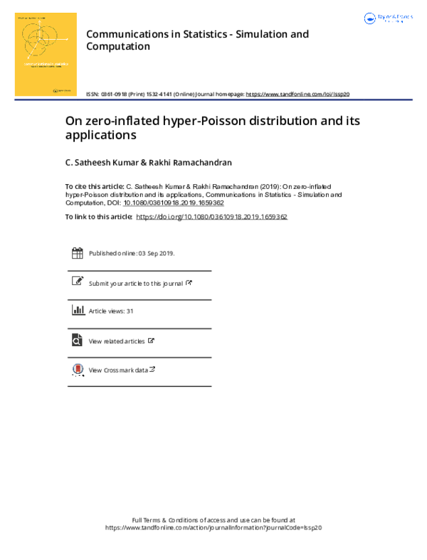 (PDF) On zero-inflated hyper-Poisson distribution and its applications