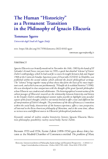 (PDF) The Human "Historicity" as a Permanent Transition in the ...