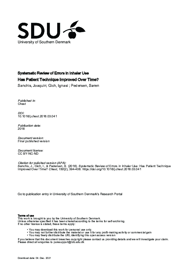 Pdf Systematic Review Of Errors In Inhaler Use Has Patient Technique
