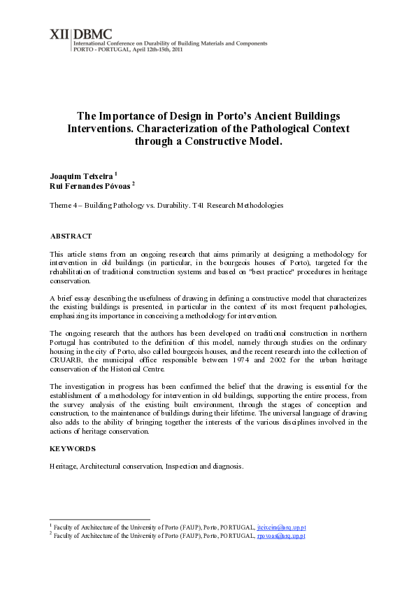 (PDF) The Importance of Design in Portos Ancient Buildings ...