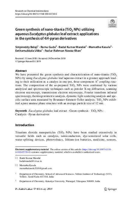 (PDF) Green synthesis of nano-titania (TiO2 NPs) utilizing aqueous ...