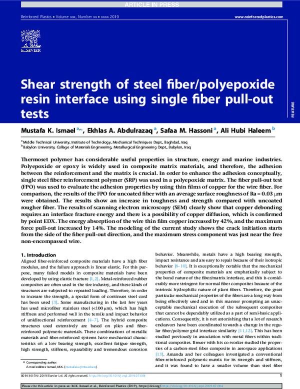 (PDF) Shear strength of steel fiber/polyepoxide resin interface using ...