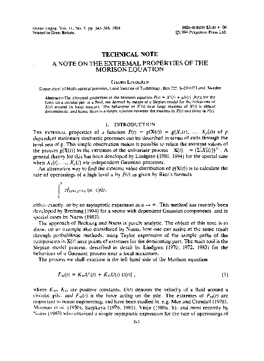 (PDF) A note on the extremal properties of the morison equation | Georg ...