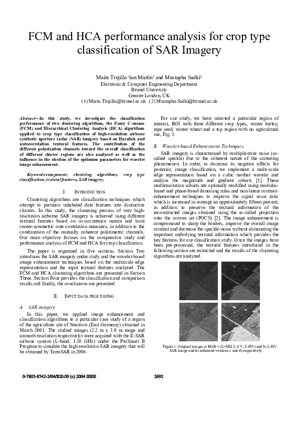 (PDF) FCM and HCA performance analysis for crop type classification of ...