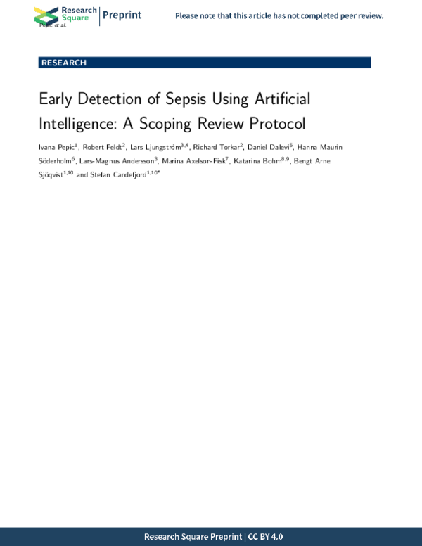 Pdf Early Detection Of Sepsis Using Artificial Intelligence A