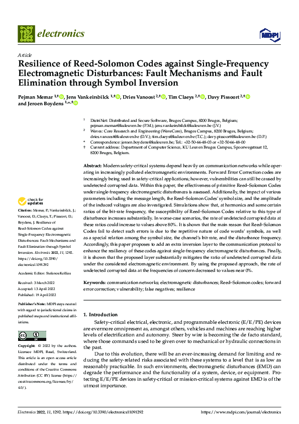 (PDF) Resilience of Reed-Solomon Codes against Single-Frequency ...