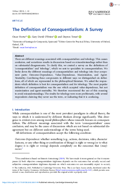 (PDF) The Definition of Consequentialism: A Survey