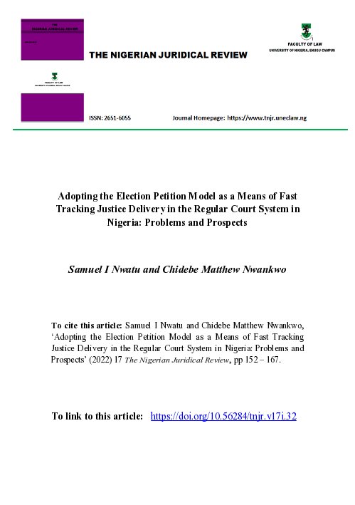 (PDF) Adopting the Election Petition Model as a Means of Fast Tracking ...