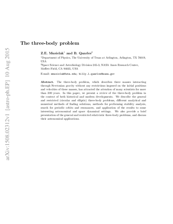 (PDF) The three-body problem