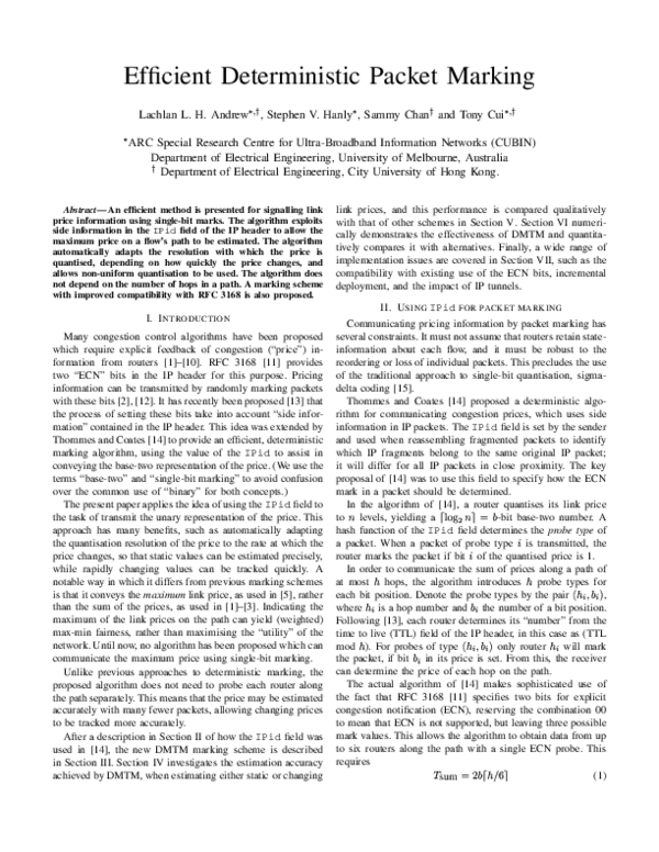 (PDF) Efficient deterministic packet marking