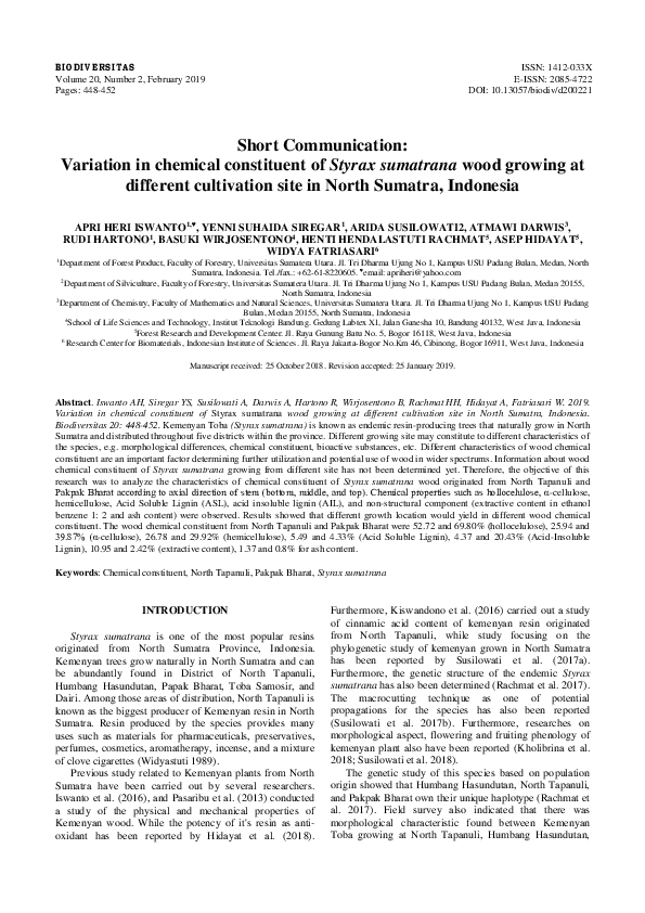 (PDF) Variation in Chemical Constituent of Styrax Sumatrana Wood ...