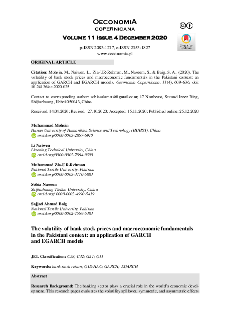 Pdf The Volatility Of Bank Stock Prices And Macroeconomic Fundamentals In The Pakistani
