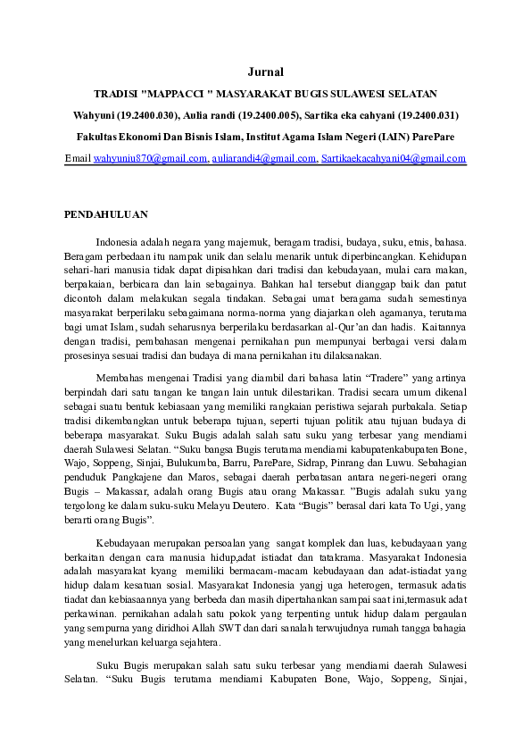 (DOC) TRADISI MAPPACCI MASYARAKAT BUGIS SULAWESI SELATAN