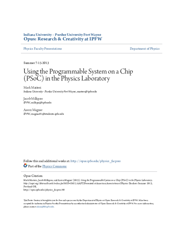 (PDF) Using the Programmable System on a Chip (PSoC) in the Physics ...