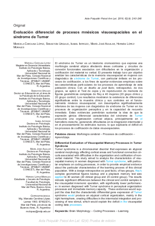(PDF) Differential Evaluation of Visuospatial Memory Processes in ...