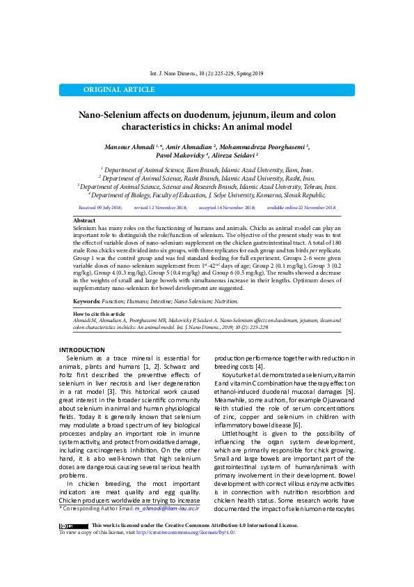 (PDF) Nano-Selenium affects on duodenum, jejunum, ileum and colon ...