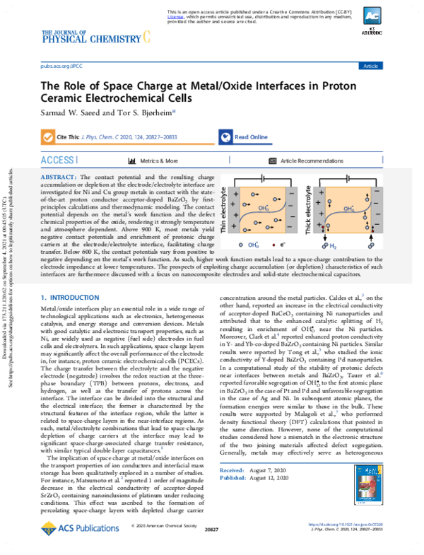 (PDF) The Role of Space Charge at Metal/Oxide Interfaces in Proton ...