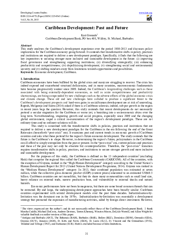 (PDF) Caribbean Development: Past and Future