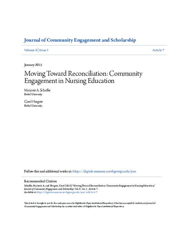 (PDF) Moving Toward Reconciliation: Community Engagement in Nursing ...