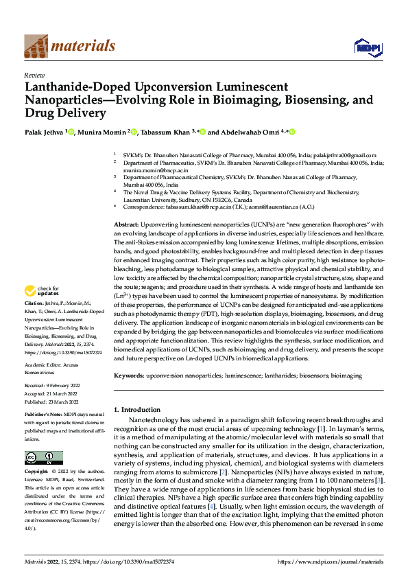 (PDF) Lanthanide-Doped Upconversion Luminescent Nanoparticles—Evolving ...