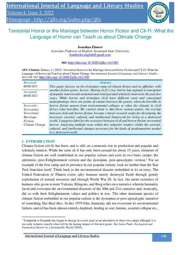 (PDF) Terrestrial Horror or the Marriage between Horror Fiction and Cli ...