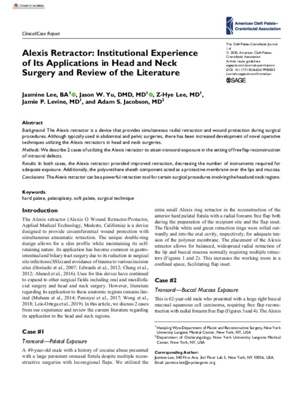 (PDF) Alexis Retractor: Institutional Experience of Its Applications in ...