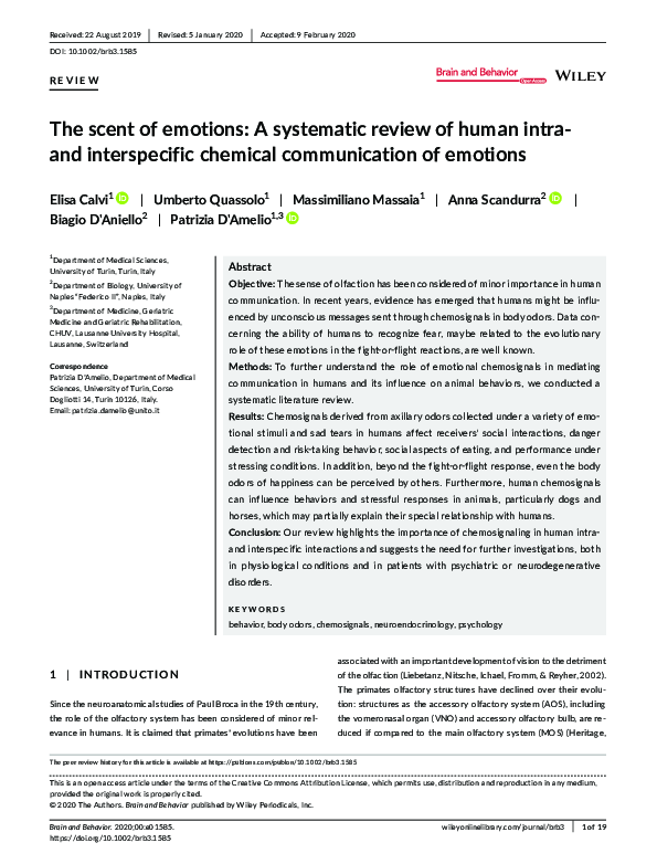 (PDF) The scent of emotions: A systematic review of human intra‐ and ...