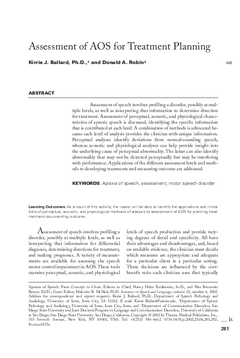 (PDF) Assessment of AOS for Treatment Planning