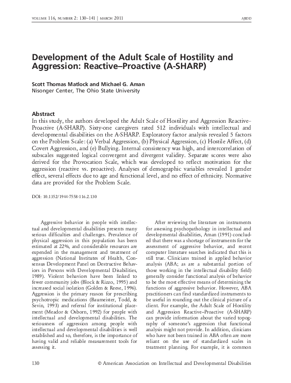 (PDF) Development of the Adult Scale of Hostility and Aggression ...