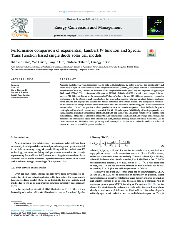 (PDF) Performance comparison of exponential, Lambert W function and Special Trans function based ...
