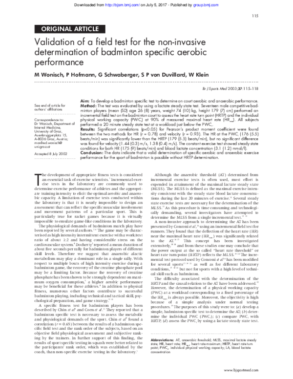 (PDF) Validation of a field test for the non-invasive determination of ...