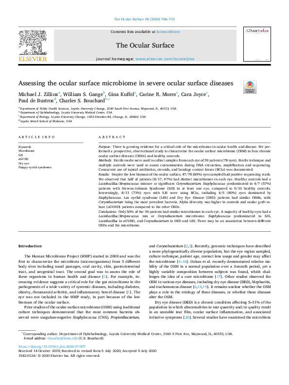 (PDF) Assessing the ocular surface microbiome in severe ocular surface ...