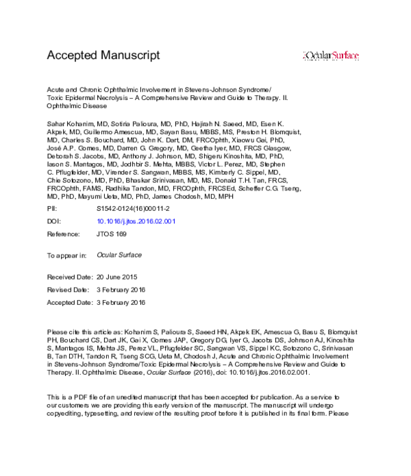 (PDF) Acute and Chronic Ophthalmic Involvement in Stevens-Johnson ...