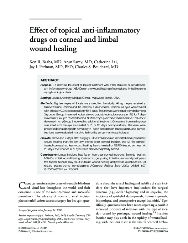 (PDF) Effect of topical anti-inflammatory drugs on corneal and limbal ...