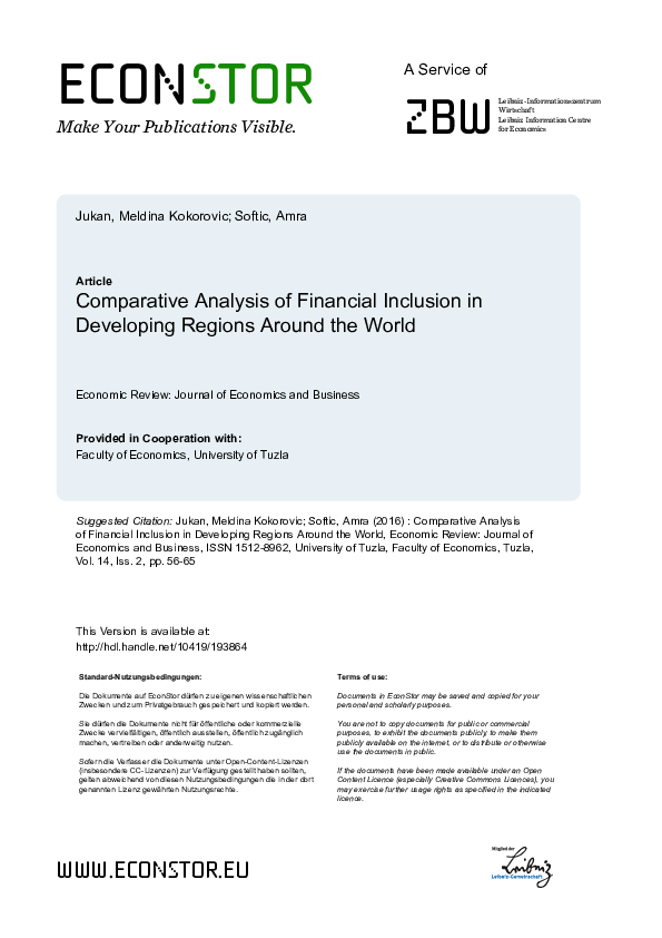 (PDF) Comparative Analysis of Financial Inclusion in Developing Regions Around the World