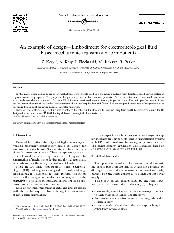 (PDF) An example of design—Embodiment for electrorheological fluid ...
