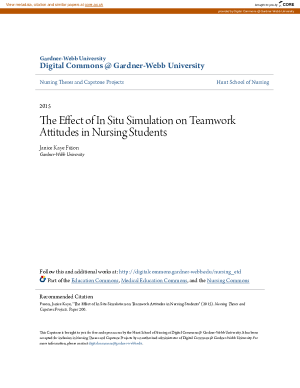 (PDF) The Effect of In Situ Simulation on Teamwork Attitudes in Nursing Students