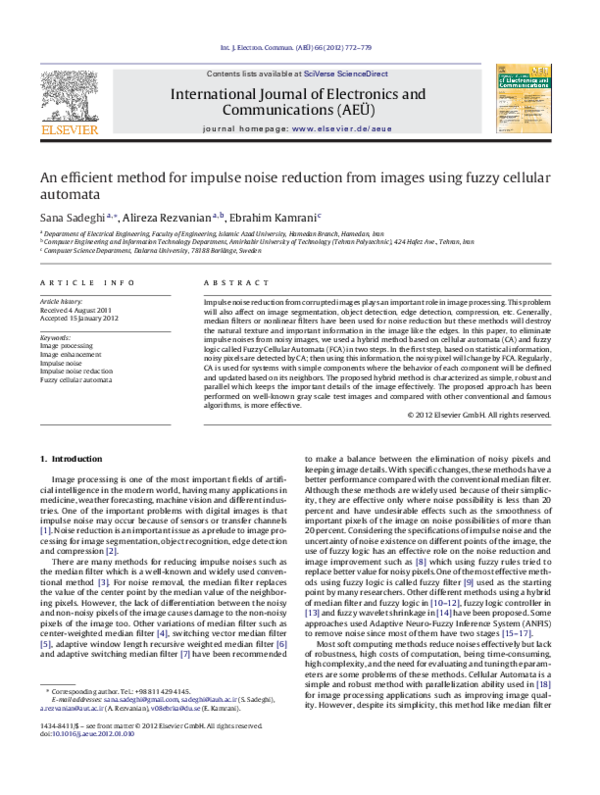 Pdf An Efficient Method For Impulse Noise Reduction From Images Using