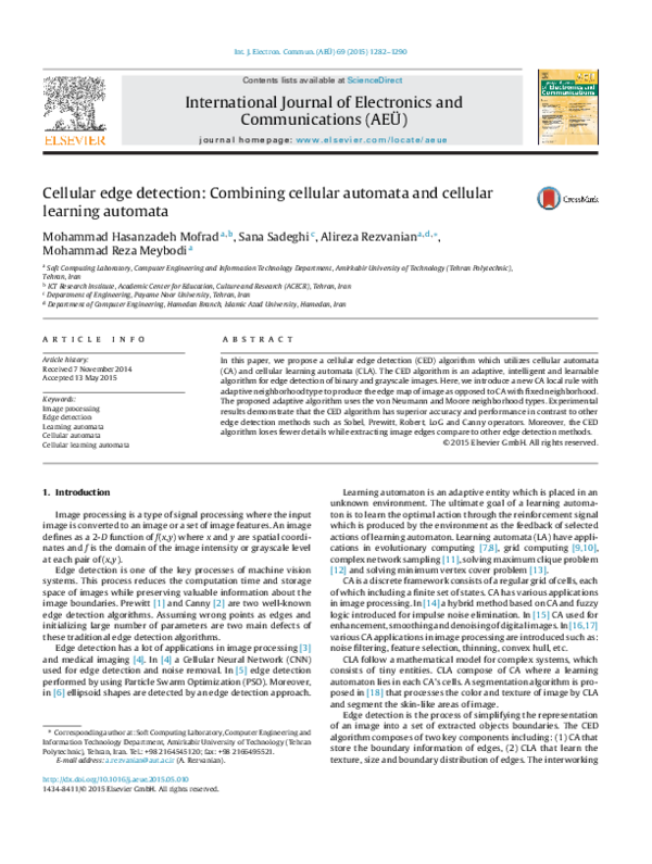 Pdf Cellular Edge Detection Combining Cellular Automata And Cellular