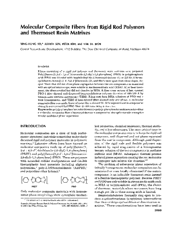 (PDF) Molecular composite fibers from rigid rod polymers and thermoset ...