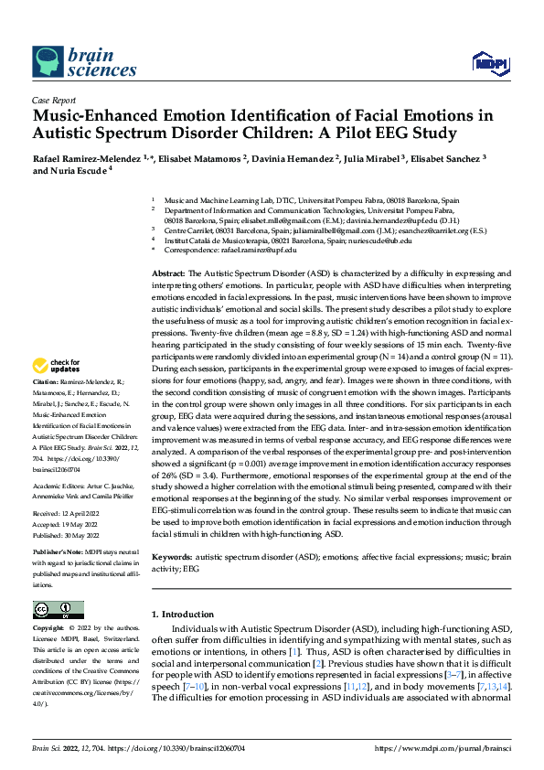 (PDF) Music-Enhanced Emotion Identification of Facial Emotions in Autistic Spectrum Disorder ...