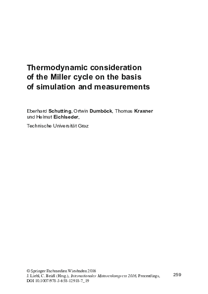 (PDF) Thermodynamic consideration of the Miller cycle on the basis of ...