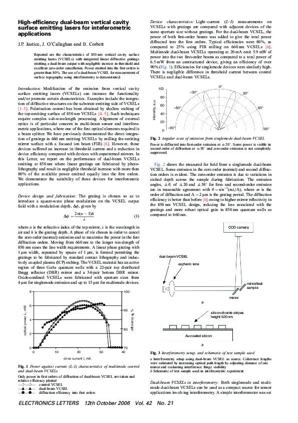 (PDF) High-efficiency dual-beam vertical cavity surface emitting lasers for inteferometric ...