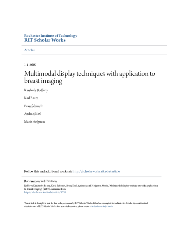 (PDF) Multimodal Display Techniques with Application to Breast Imaging