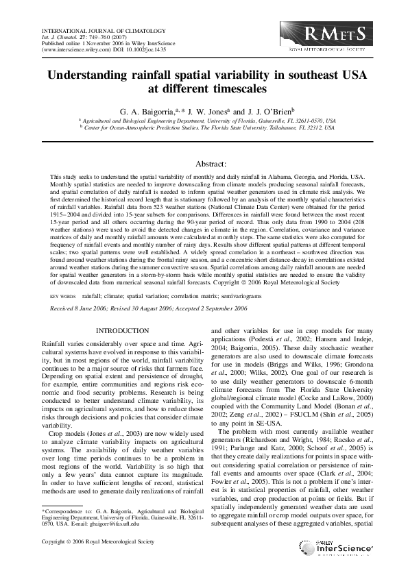 (PDF) Understanding rainfall spatial variability in southeast USA at ...