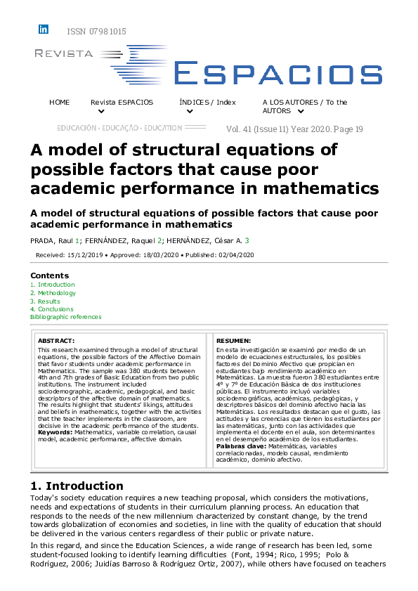 (PDF) A model of structural equations of possible factors that cause ...